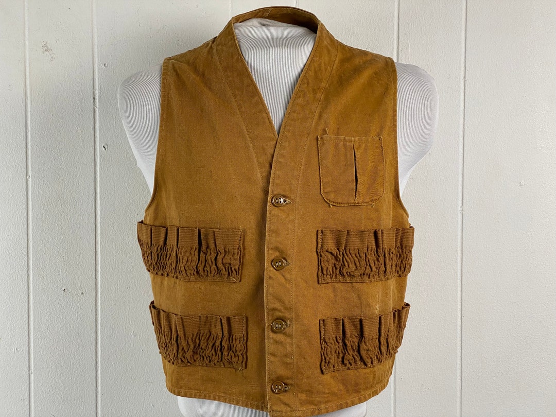 Vintage 1950s Vest, Vintage Vest, Hunting Vest, Workwear, Shotgun Vest ...