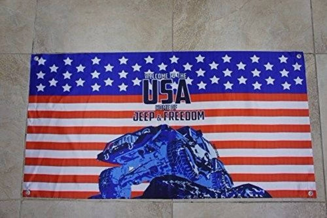 USA JEEP FREEDOM Welcome to the Home Banner Jeep Flag Willys Commander ...