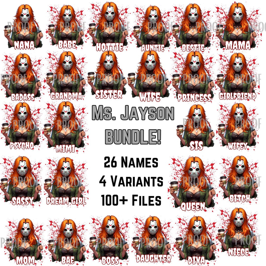 Ms. JAYSON MEGA Name Bundle PNG Digital Download Horror Cute Ladies ...