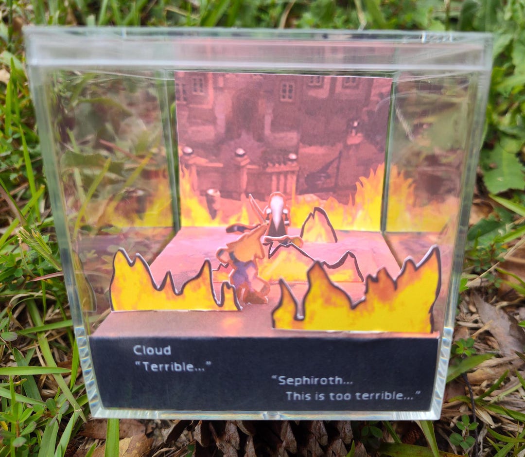 DIY Final Fantasy VII 7 Sephiroth Flames Nibelheim Incident Clear Cube ...