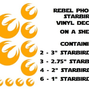Star Wars Rebel Phoenix Starbird Vinyl Decal Sheet - Cosplay, Window ...