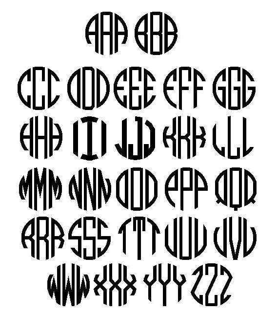 Round Circle Monogram Vinyl Decal Personalized Initials - Etsy