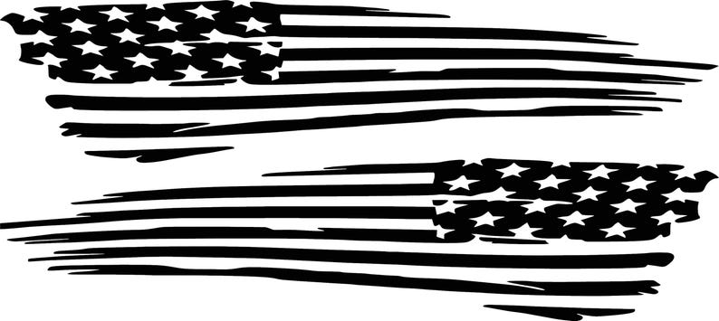 Distressed Tattered Flag Vinyl Decal Set US Weathered Left Right ...