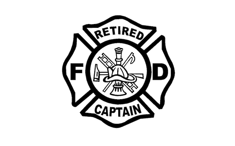 Retired Captain Maltese Cross Vinyl Decal Sticker Custom Fire Dept EMT ...