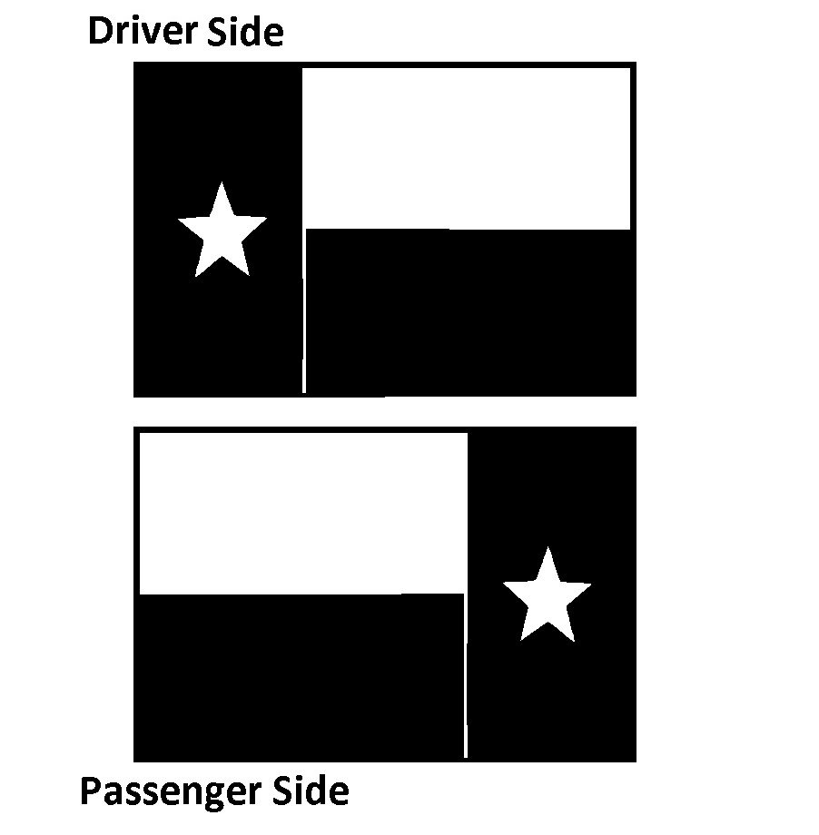 Texas Flag Vinyl Decal Set LEFT RIGHT Black Out Sticker USA Tactical ...