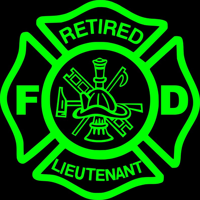 Retired Lieutenant Decal Maltese Cross - Vinyl Sticker, Firefighter ...