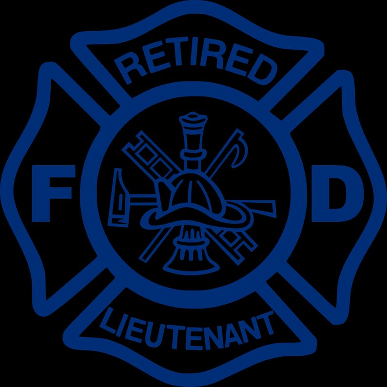 Retired Lieutenant Decal Maltese Cross - Vinyl Sticker, Firefighter ...