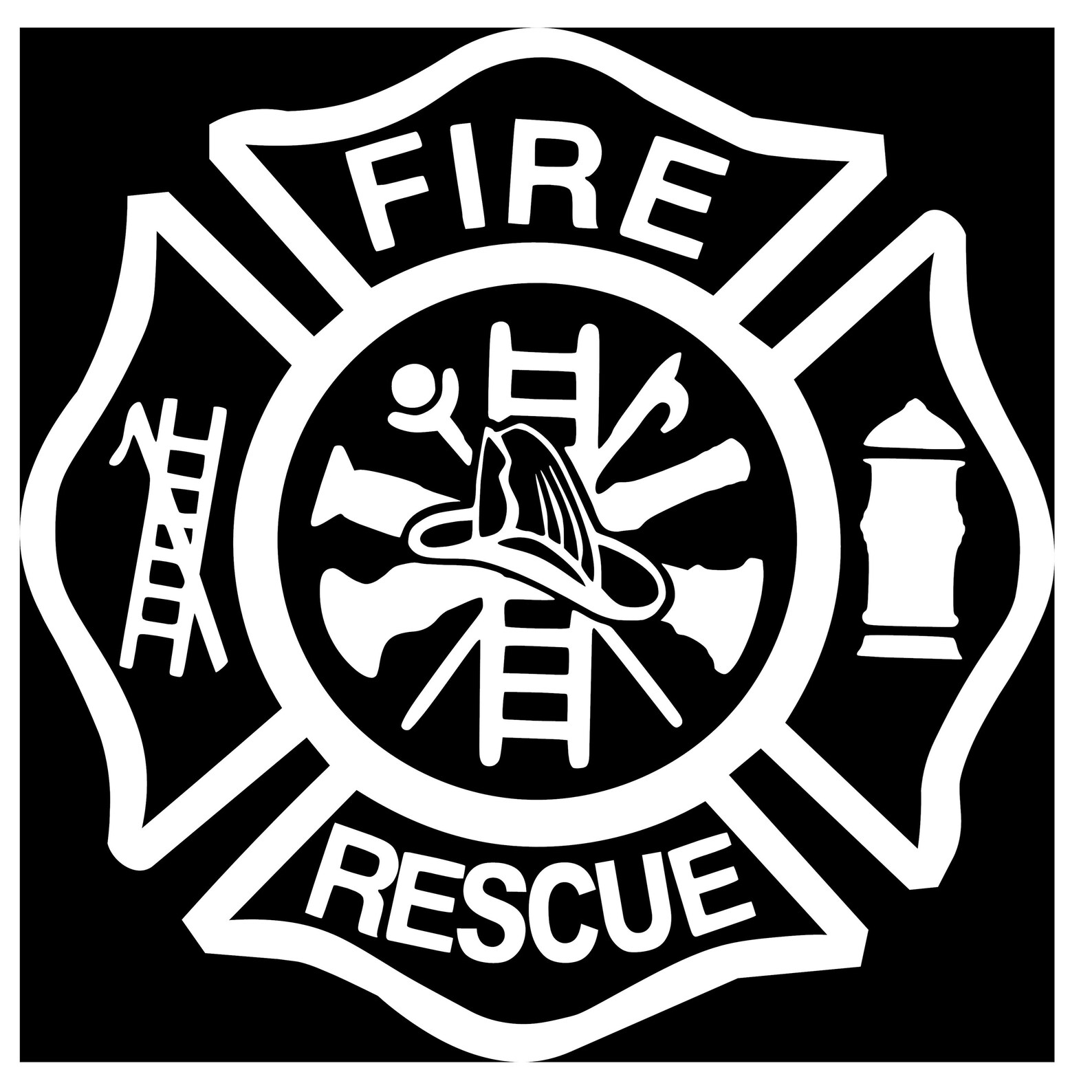 Fire Rescue Decal Maltese Cross Vinyl Sticker - EMT, Firefighter, Fire ...