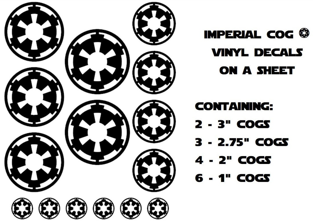 Imperial Logo Cog Vinyl Decals - Star Wars Empire, Multiple Sizes - Etsy