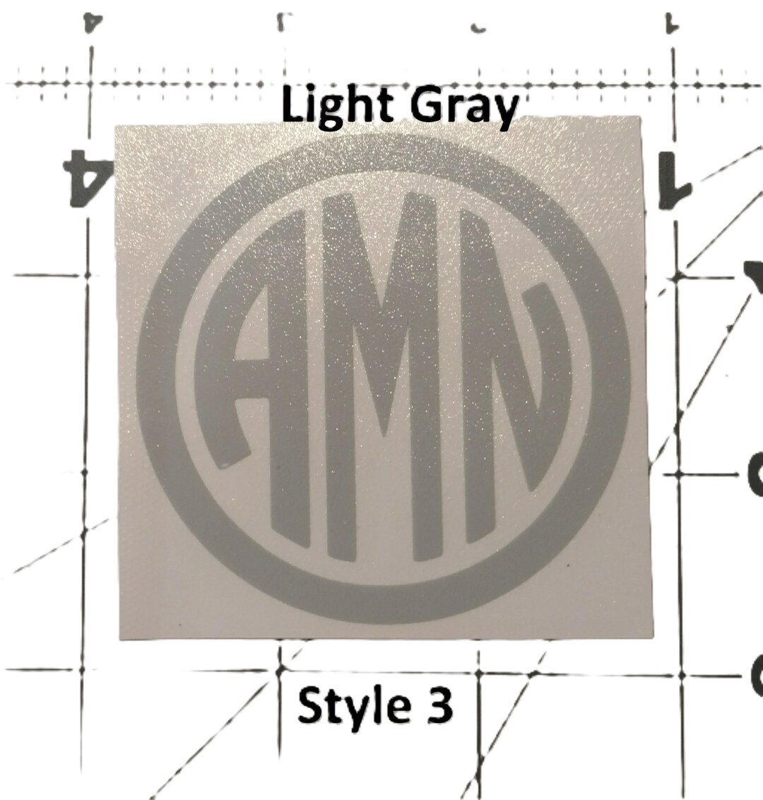 Round Monogram Vinyl Decal - Personalized Initials Sticker - Etsy