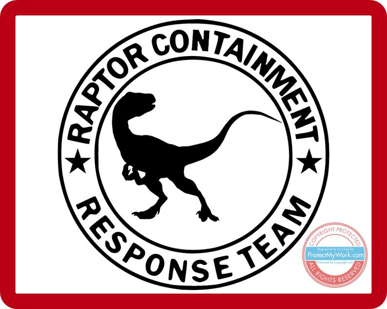 Raptor Containment Response Team Decal - Dinosaur Biohazard Vinyl ...