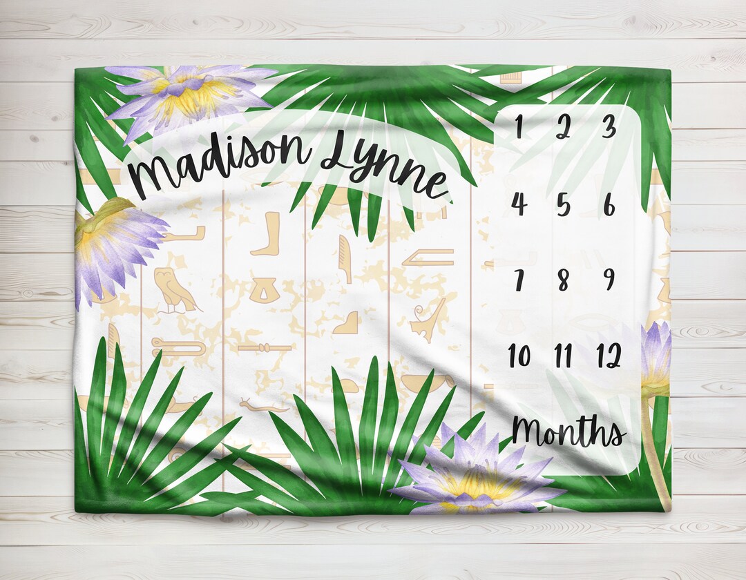 Egypt Theme Milestone Blanket, Personalized Monthly Milestone Blanket ...