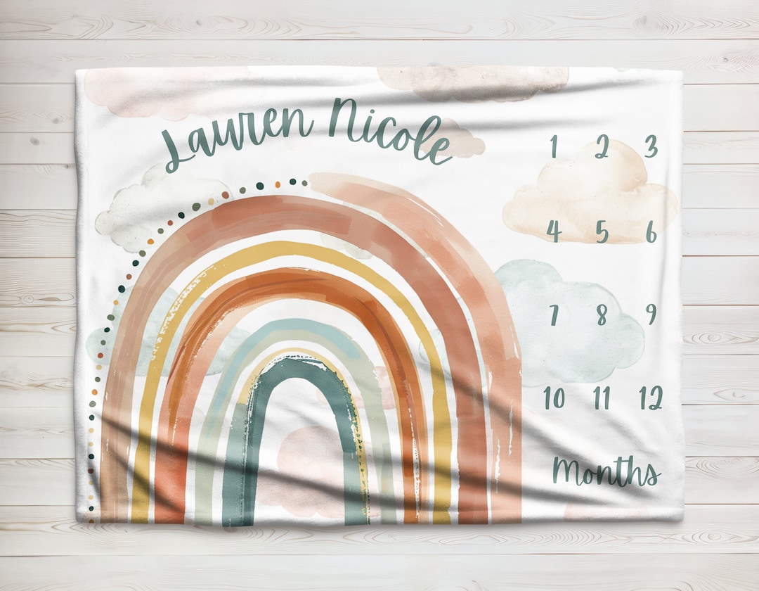 Personalized Monthly Milestone Blanket, Boy Milestone Blanket, Boho ...