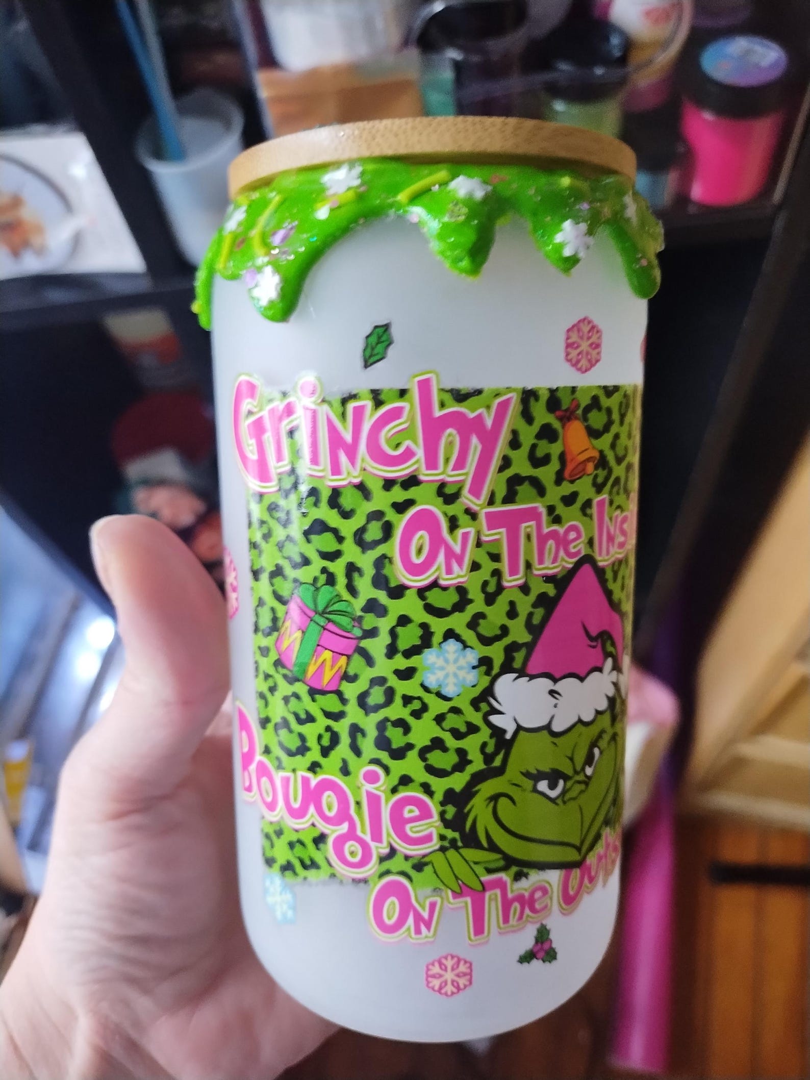 Bougie Grinch Frosted Glass Can - Etsy