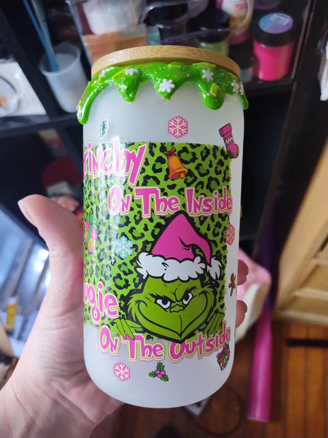 Bougie Grinch Frosted Glass Can - Etsy