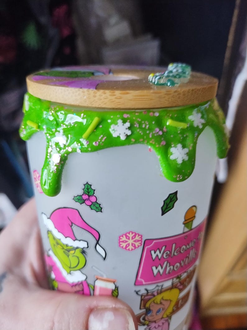 Bougie Grinch Frosted Glass Can - Etsy