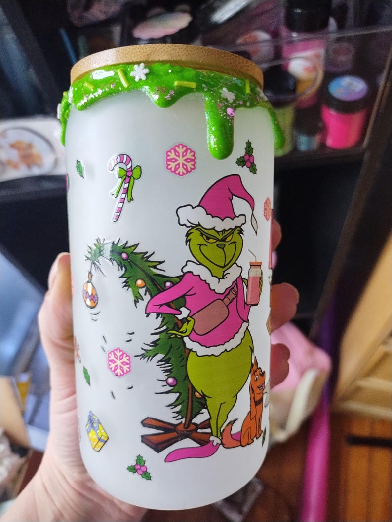 Bougie Grinch Frosted Glass Can - Etsy