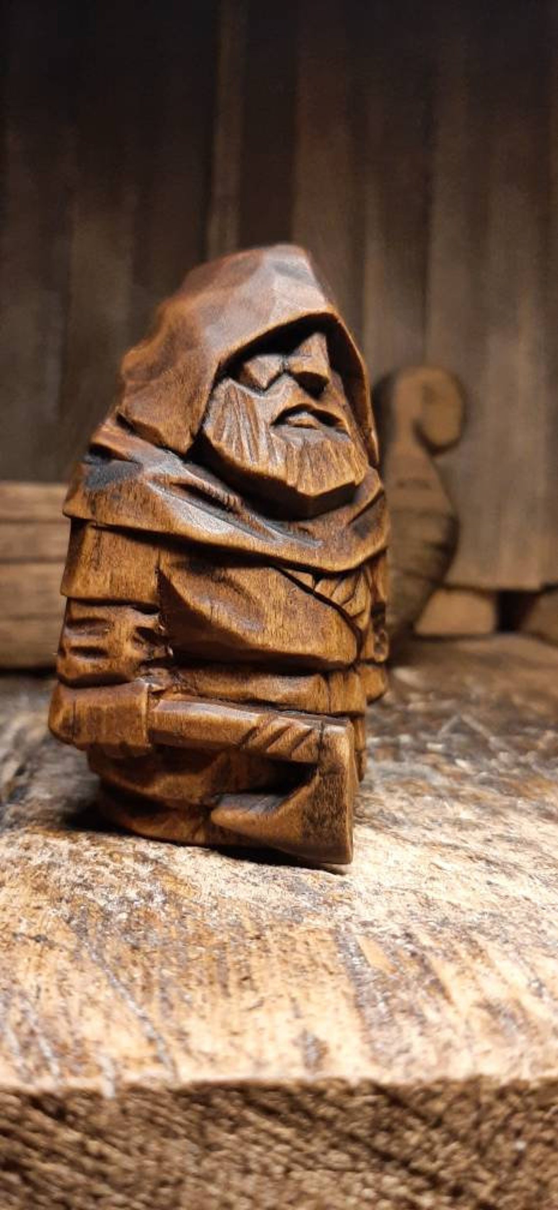 Viking Wood Carving Furious Handmade Viking Wooden Figure | Etsy