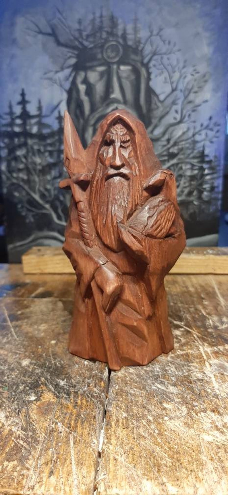 Norse God Odin Wooden Figure Odin statue | Etsy