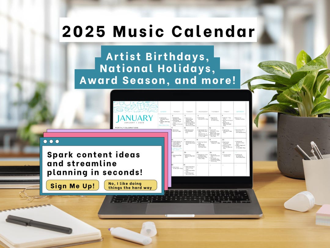 2025 Music Content Calendar | Digital PDF Instant Download | Musician ...
