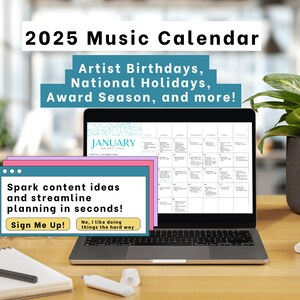 2025 Music Content Calendar | Digital PDF Instant Download | Musician ...