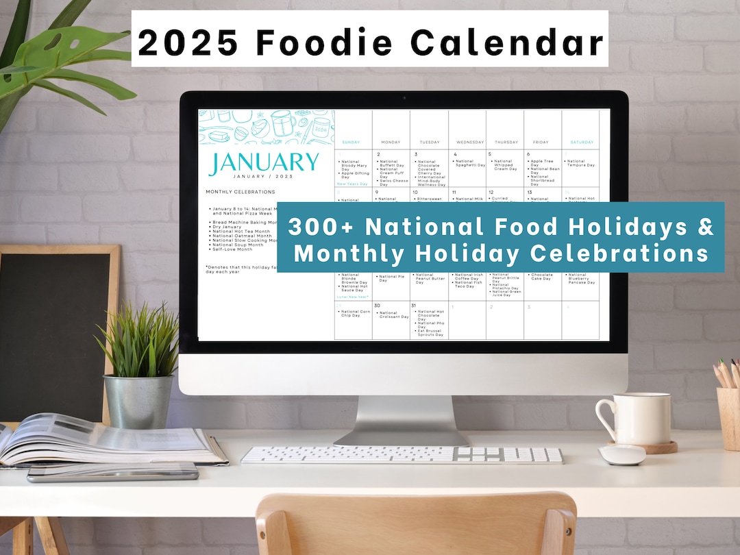 2025 Foodie Content Calendar | Digital PDF Instant Download | Food ...