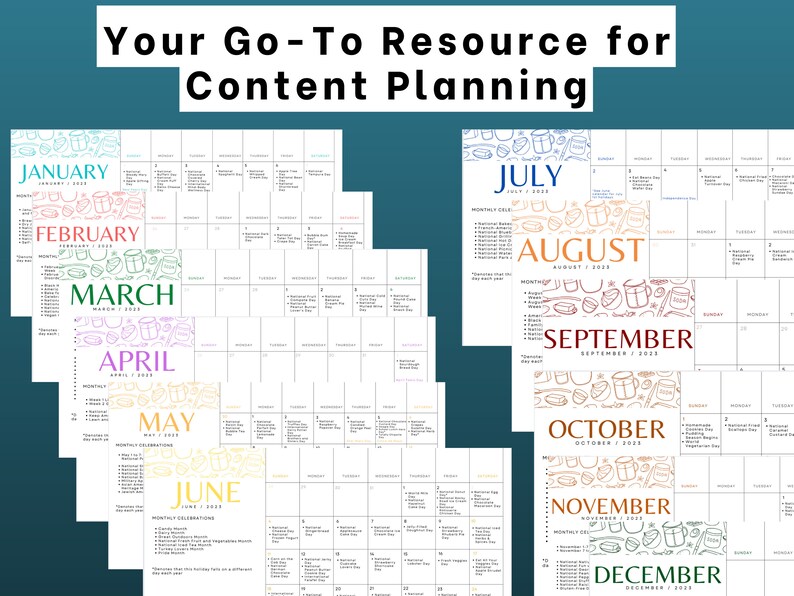 2025 Foodie Content Calendar | Digital PDF Instant Download | Food ...