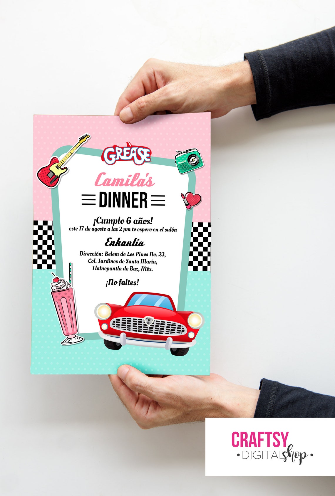 Digital Invitation Template for Grease Themed Party. - Etsy
