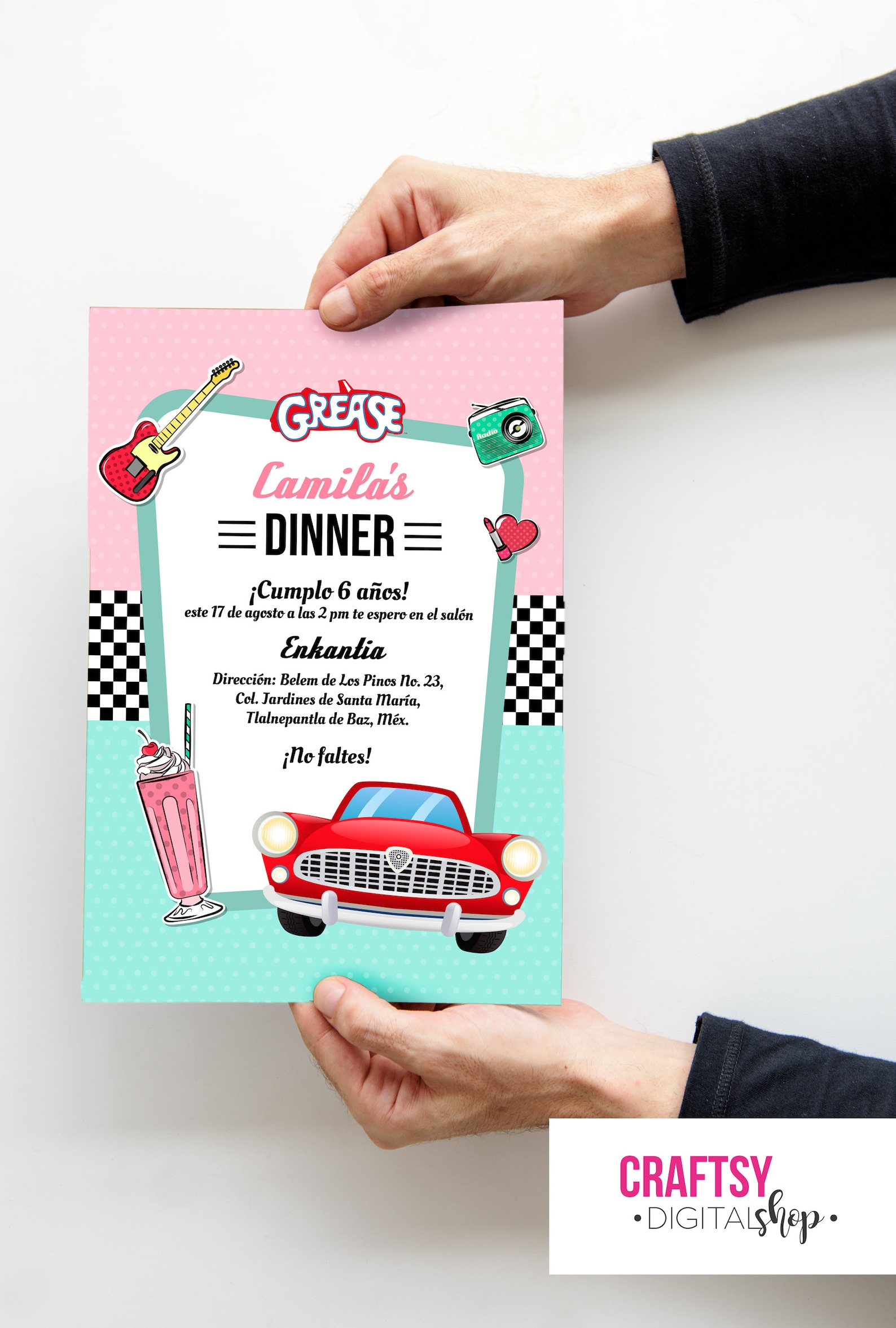 Digital Invitation Template for Grease Themed Party. - Etsy