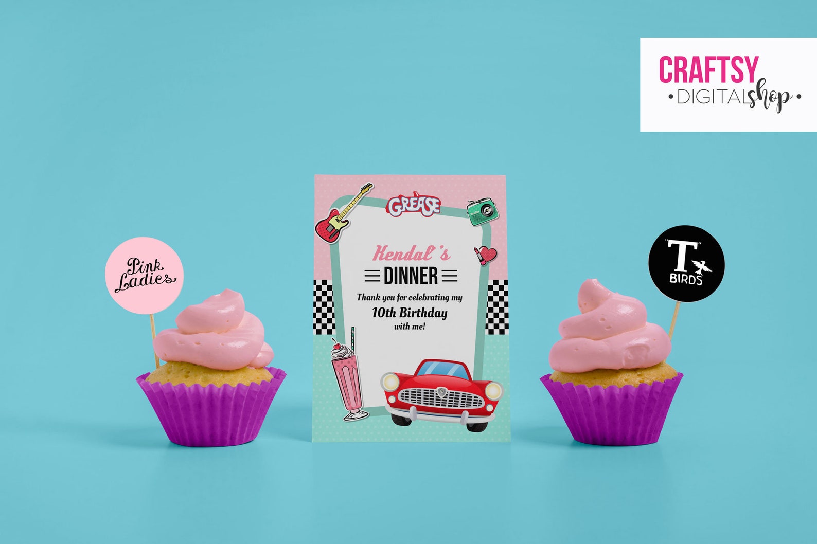Grease cupcake toppers template!! - Etsy México