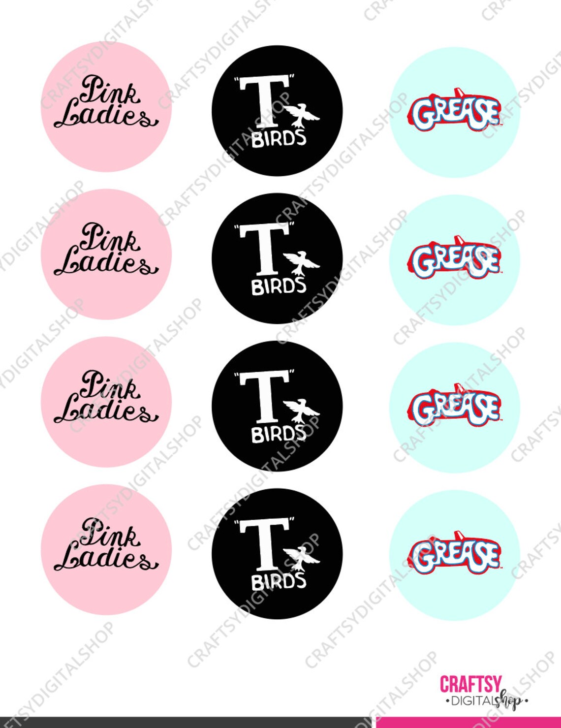 Grease Cupcake Toppers Template - Etsy