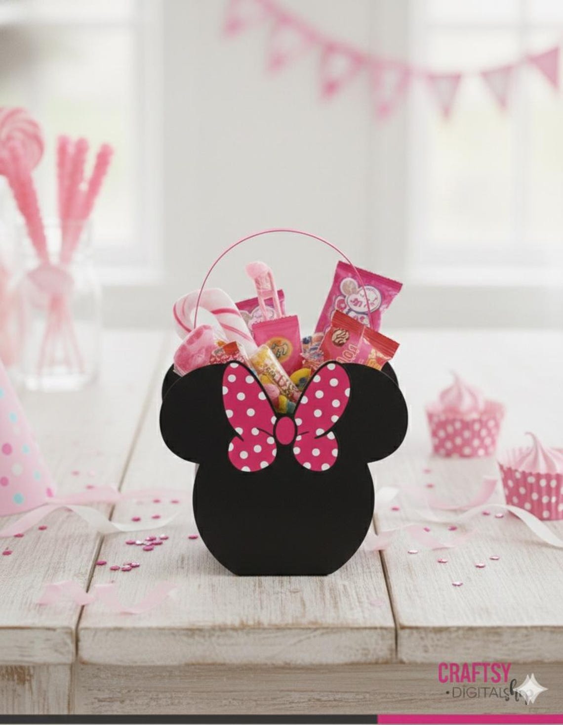 Minnie Mouse Box Template With Colorful Sparks, Perfect for Birthday ...