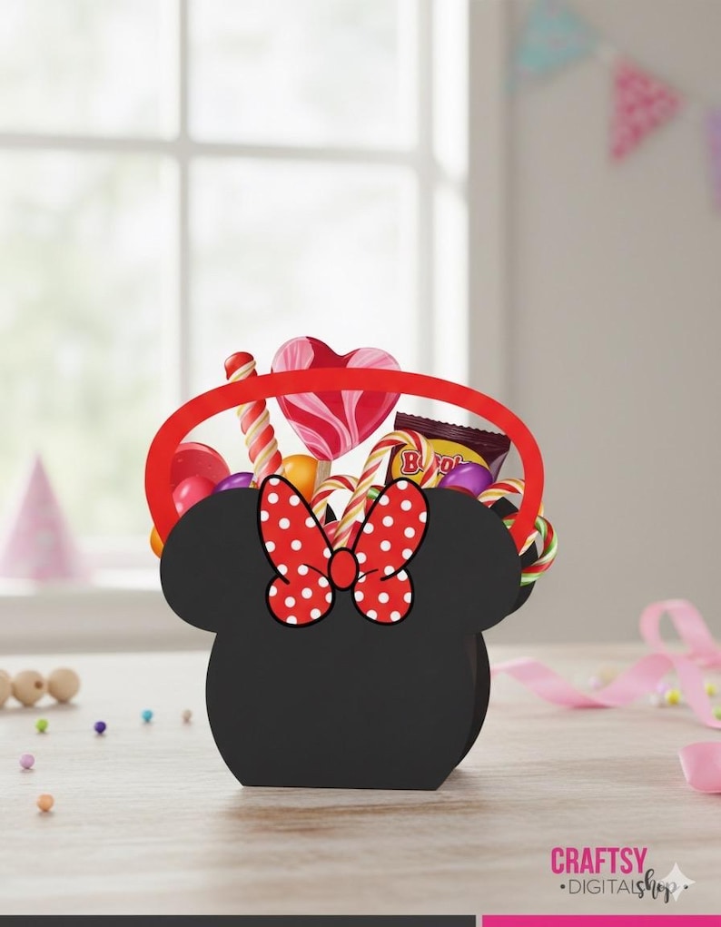 Minnie Mouse Box Template With Colorful Sparks, Perfect for Birthday ...