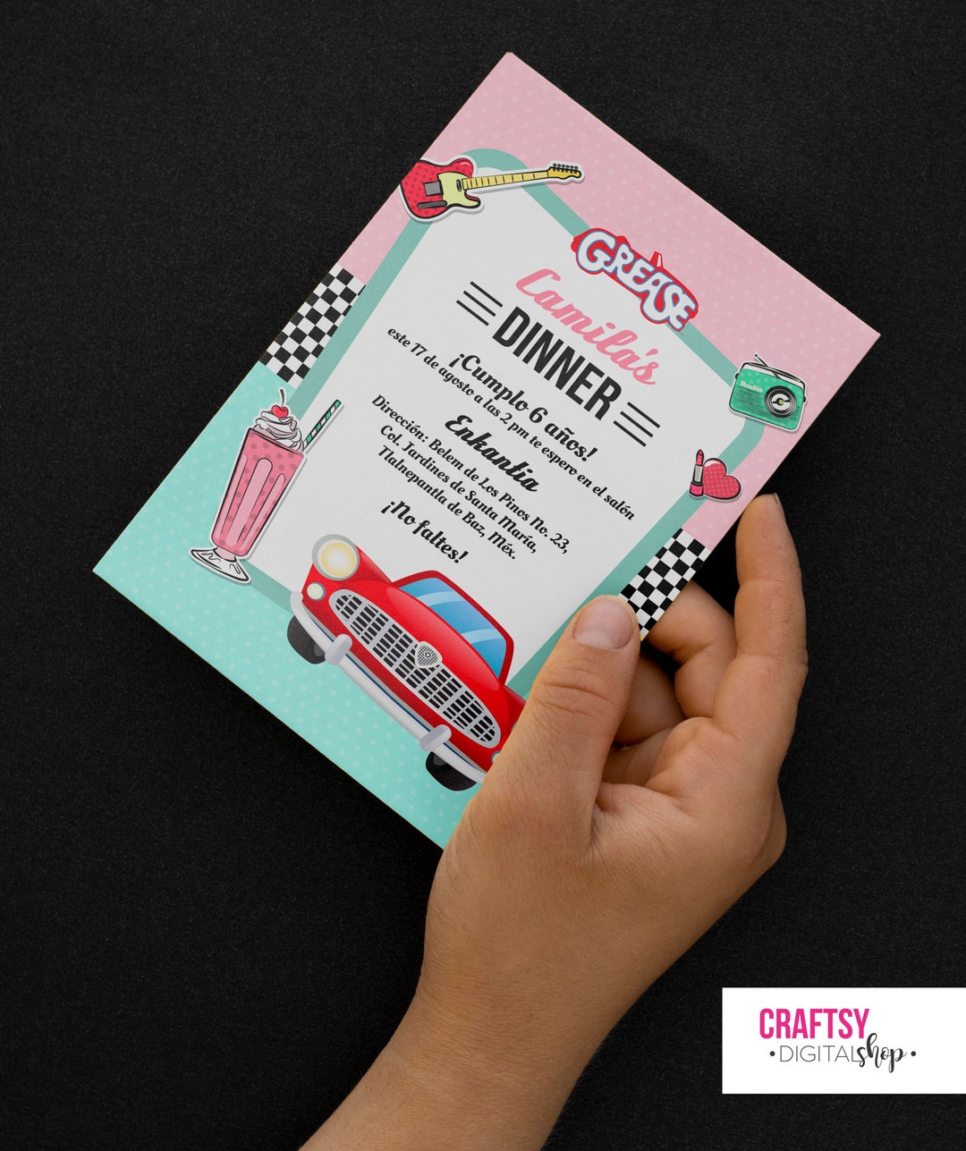Digital Invitation Template for Grease Themed Party. - Etsy