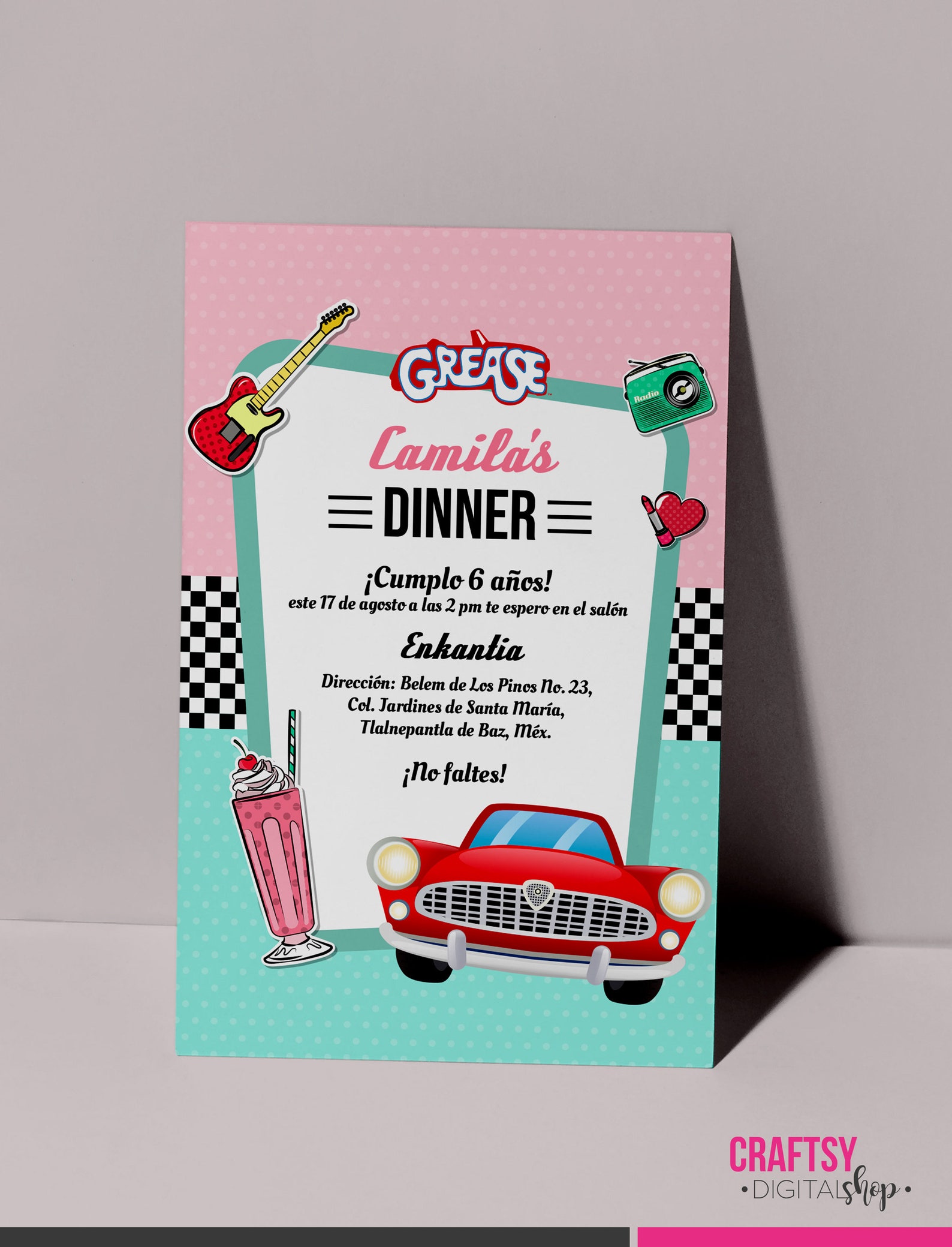 Digital Invitation Template for Grease Themed Party. - Etsy