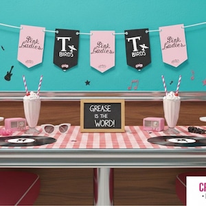 Digital Banner Template for Grease Themed Party. - Etsy