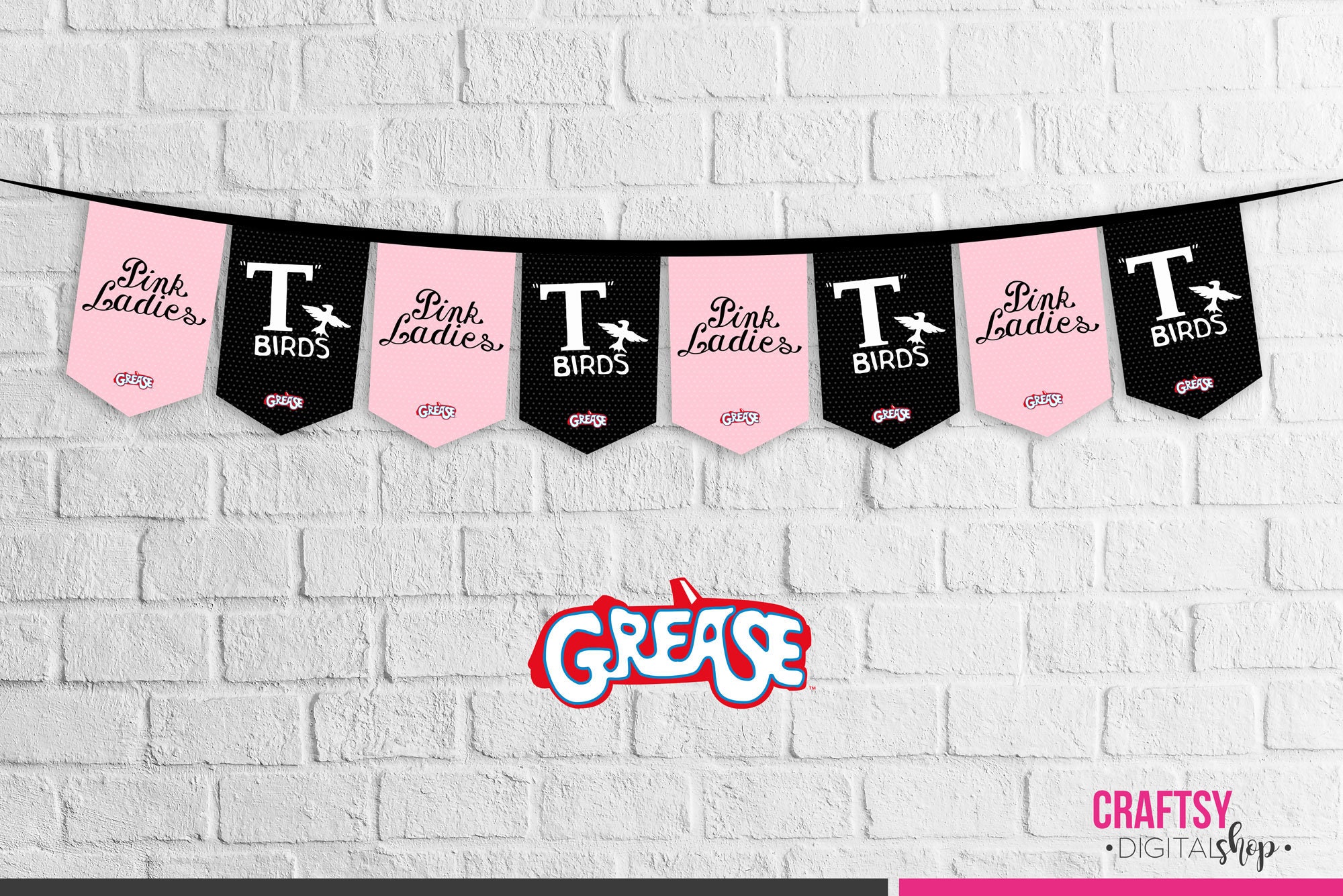 Digital Banner Template for Grease Themed Party. - Etsy Australia