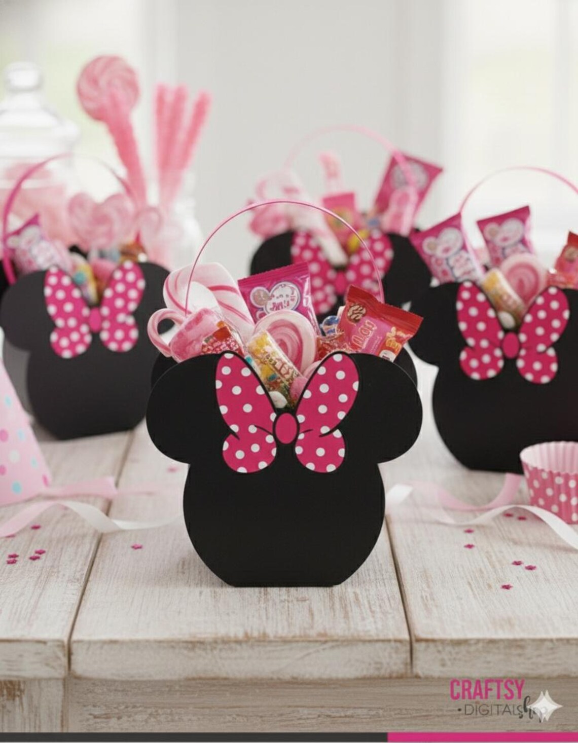 Minnie Mouse Box Template With Colorful Sparks, Perfect for Birthday ...