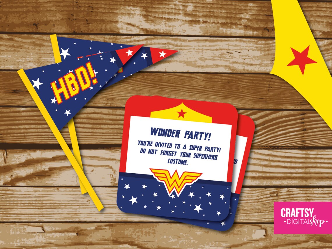 Wonder Woman Party Invitation to print - Etsy México