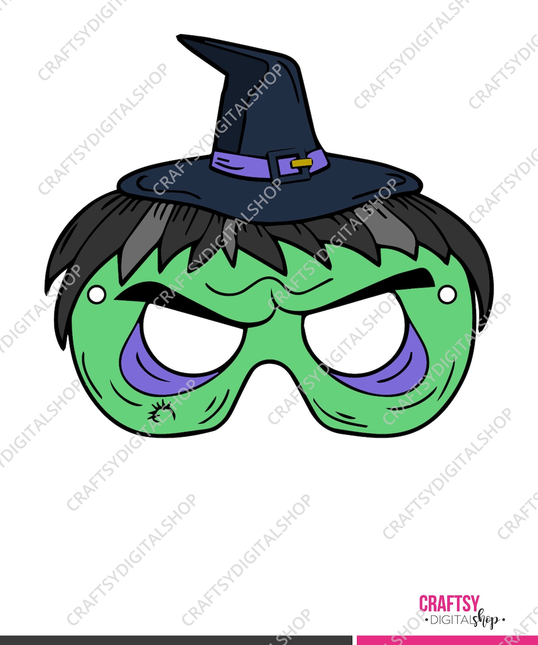 Green Witch Mask Template for Halloween Ready to Print - Etsy