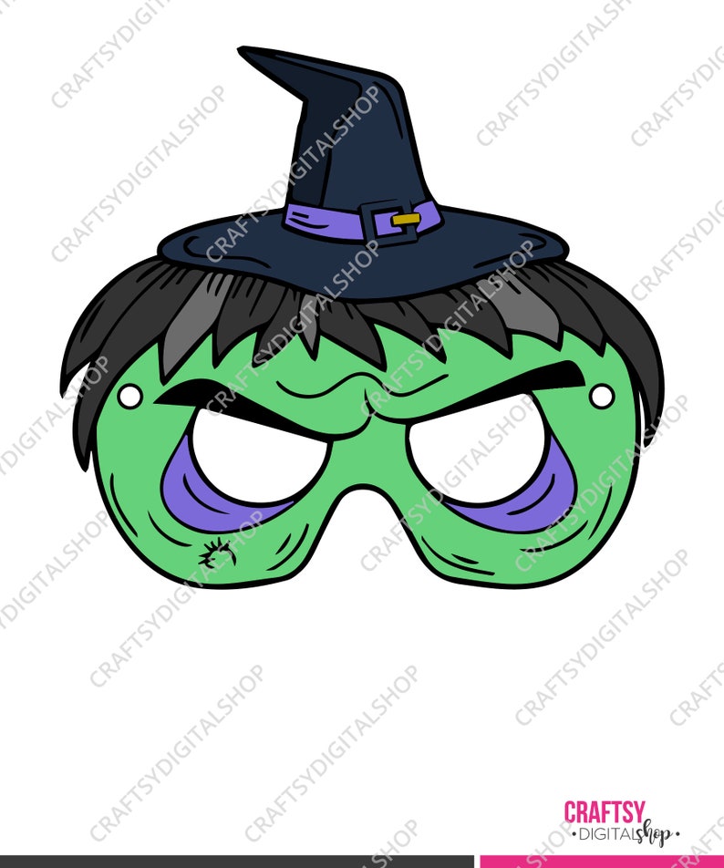 Green Witch Mask Template for Halloween Ready to Print - Etsy