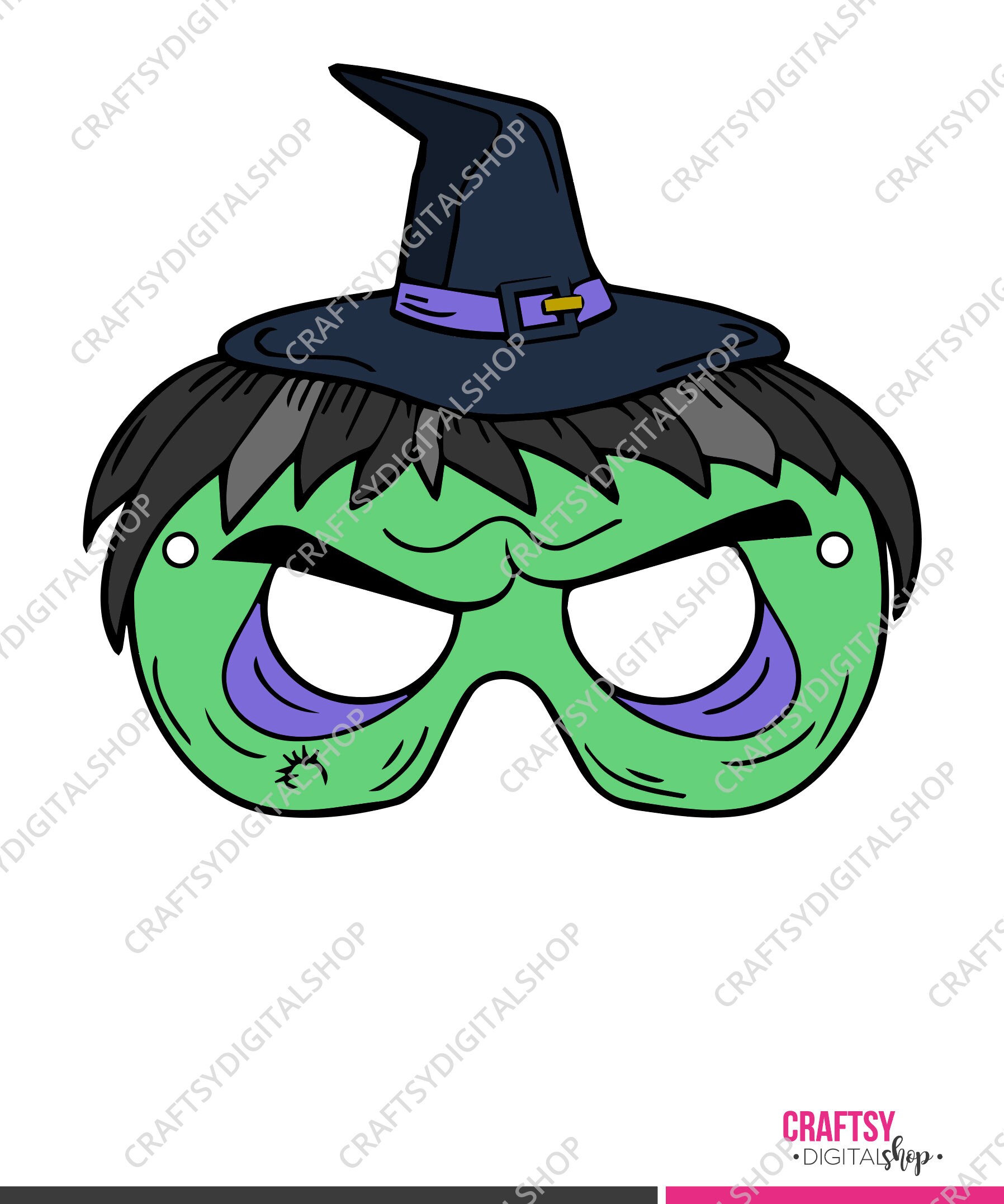 Green Witch Mask Template for Halloween Ready to Print - Etsy