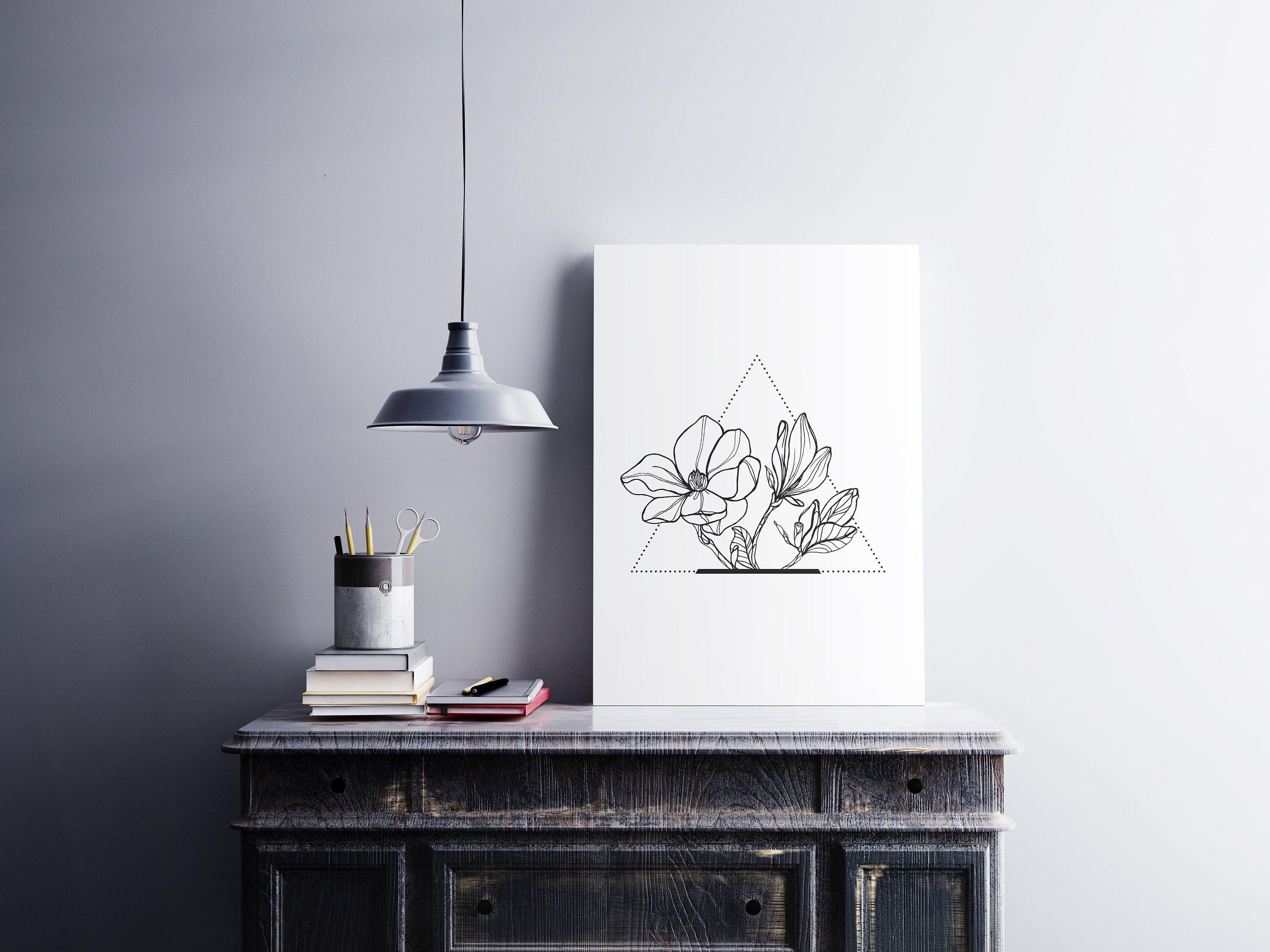 Botanical Pintable Poster Magnolia Wall Art Ink Flower - Etsy