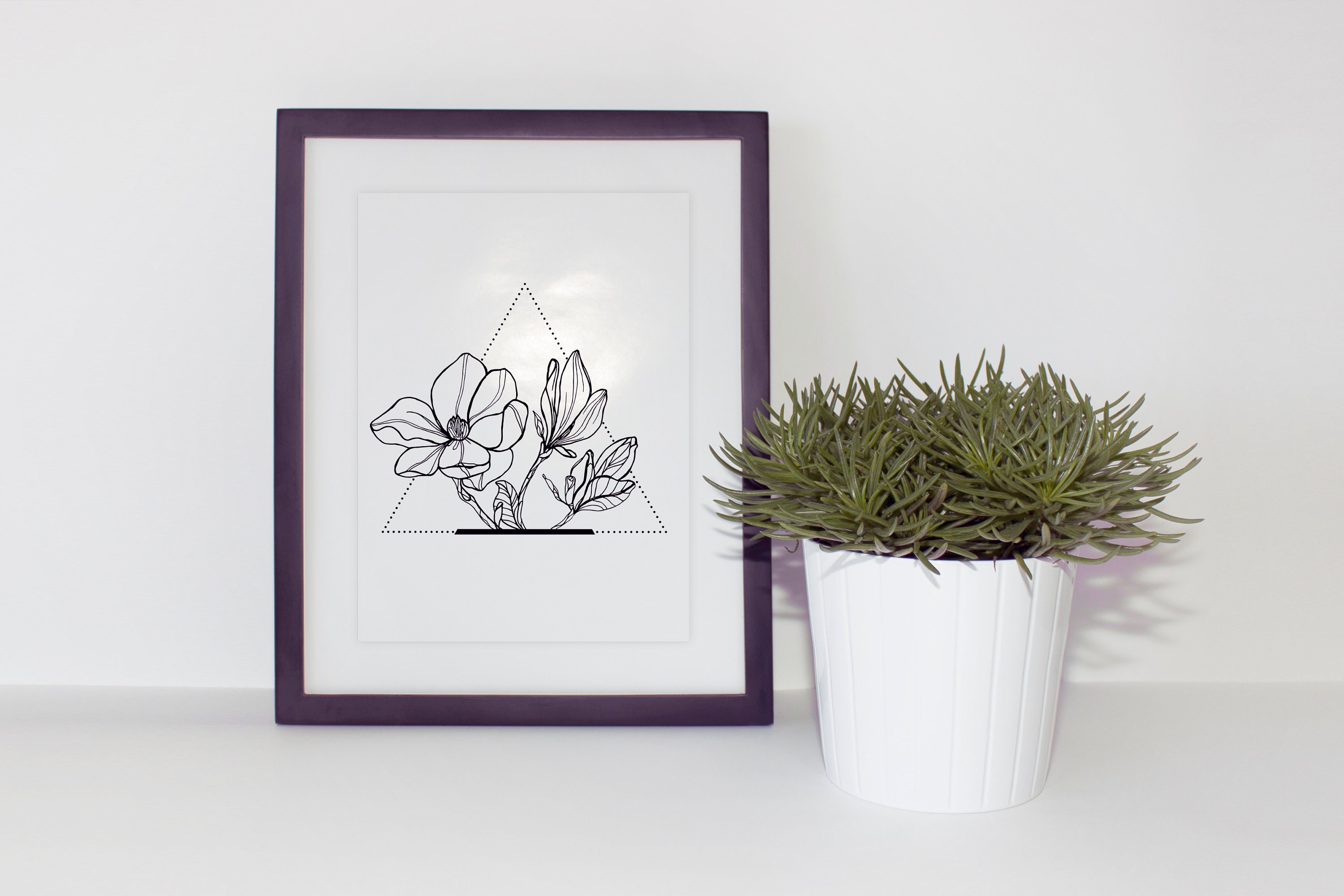 Botanical Pintable Poster Magnolia Wall Art Ink Flower - Etsy