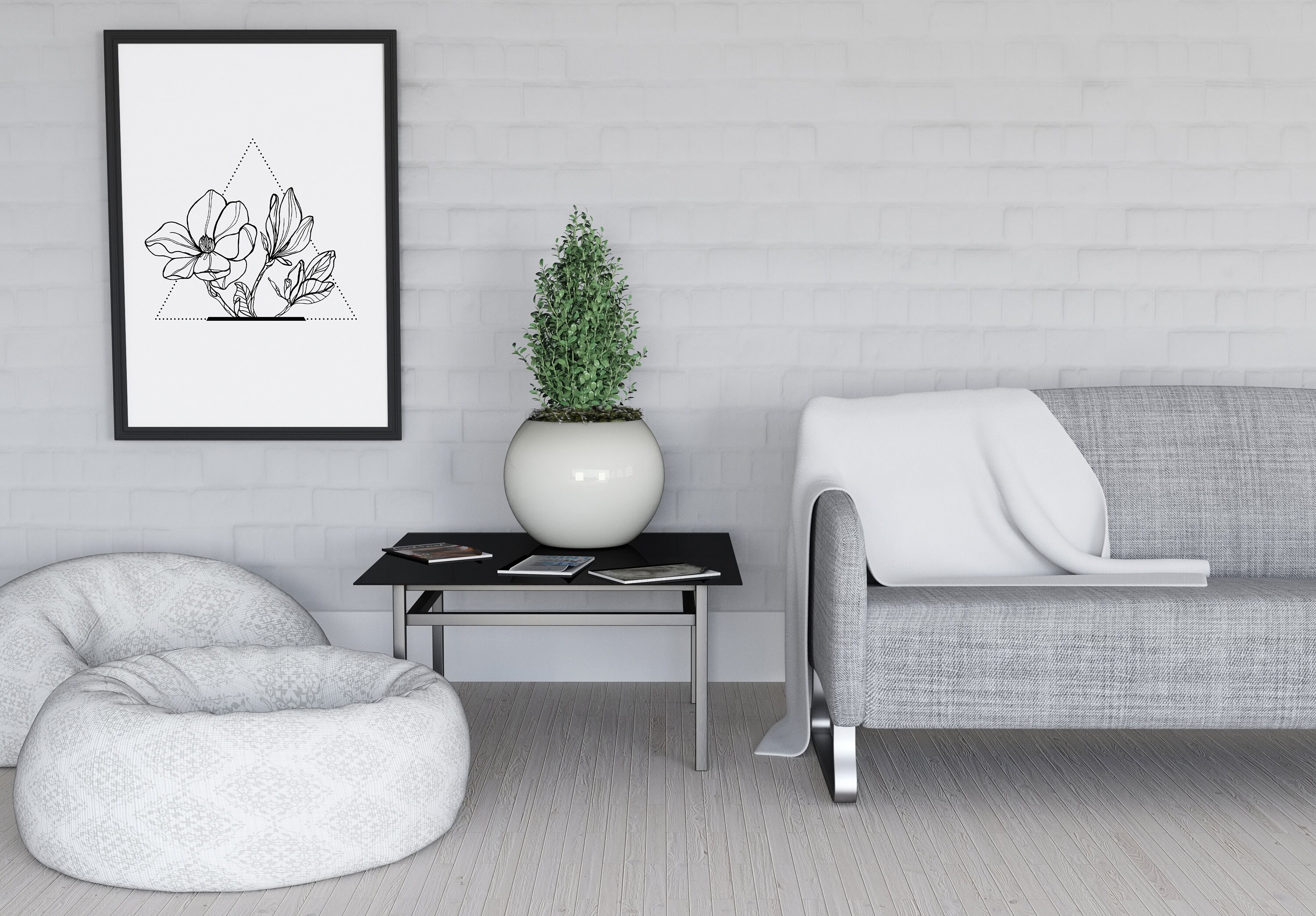 Botanical Pintable Poster Magnolia Wall Art Ink Flower - Etsy