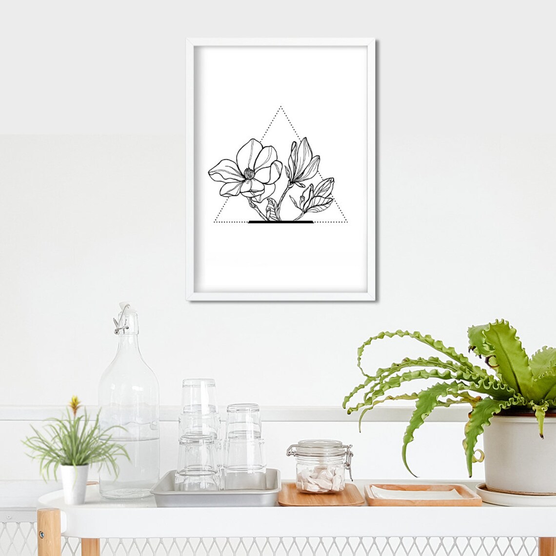 Botanical Pintable Poster Magnolia Wall Art Ink Flower - Etsy