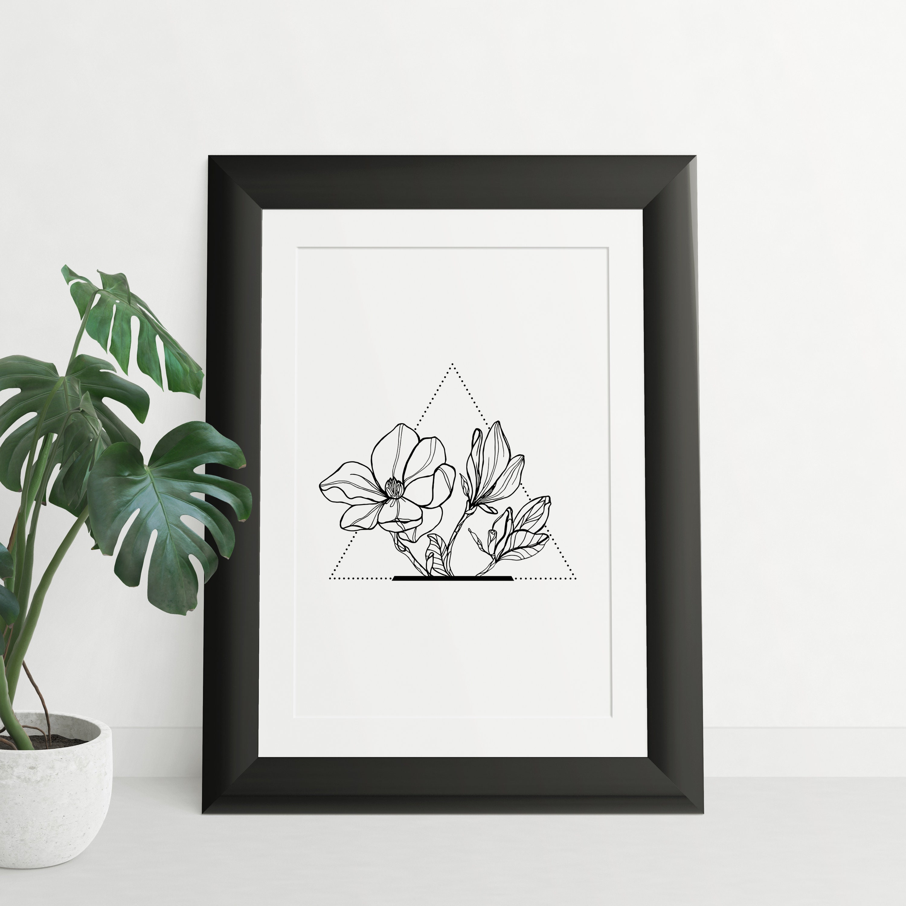 Botanical Pintable Poster Magnolia Wall Art Ink Flower - Etsy