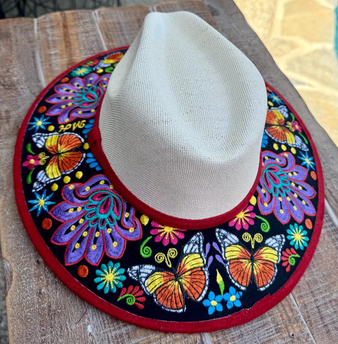 Embroidered Handmade Hat,sombreros Bordados Mexicanos , Palm Hat ...