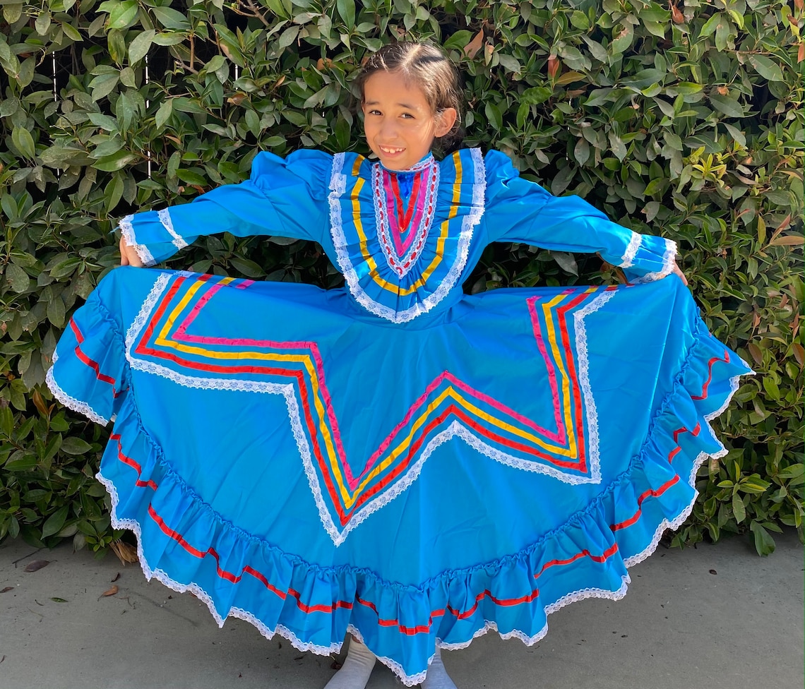 Blue Jalisco Dress/ Pink Jalisco Dress / Vestido De Jalisco | Etsy