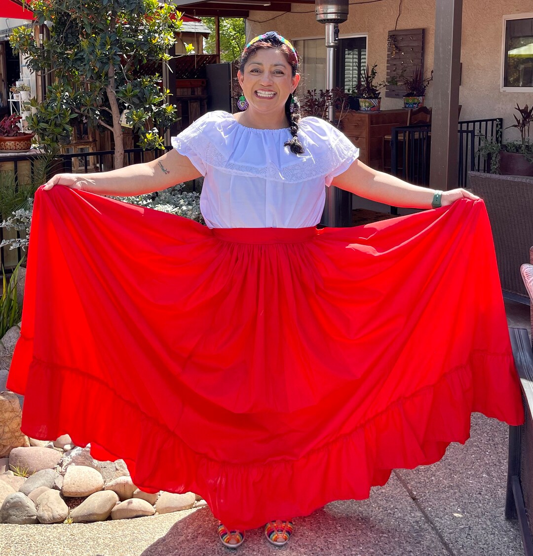 Mexican Skirts With Blouse for Women, Faldas Mexicanas De Medio Vuelo ...